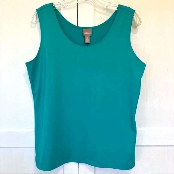 Chico's | Tops | Chicos Green Sleeveless Shell Stretch Scoop Neck Tank ...